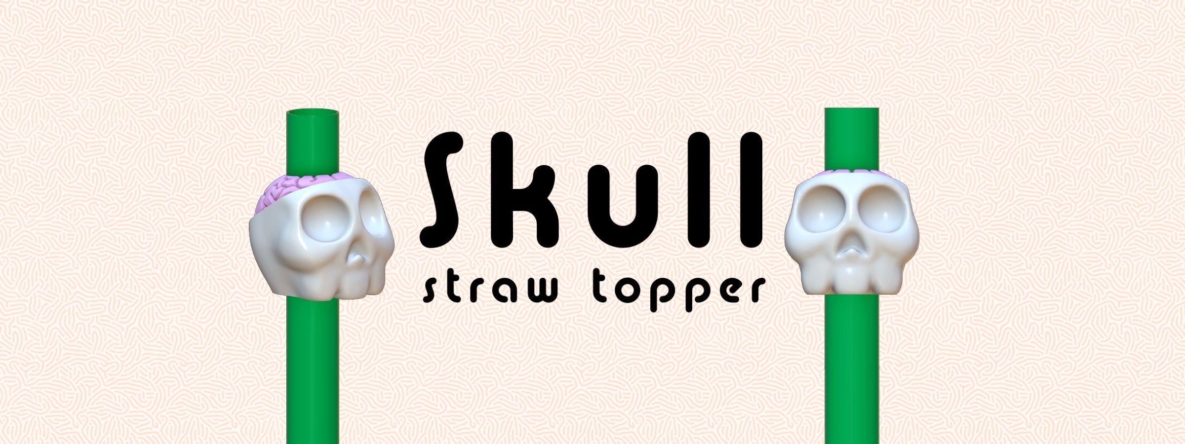 Skull with Brain Straw Topper – Fourdom Designs