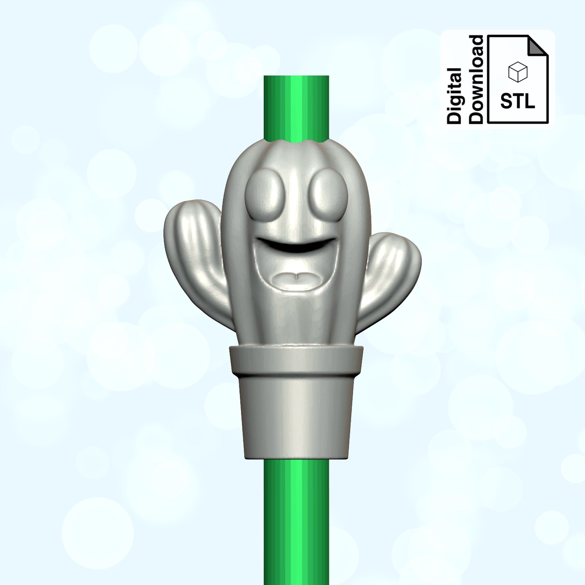 Cactus Kawaii Straw Topper STL File for 3D Printing - Digital Download ...