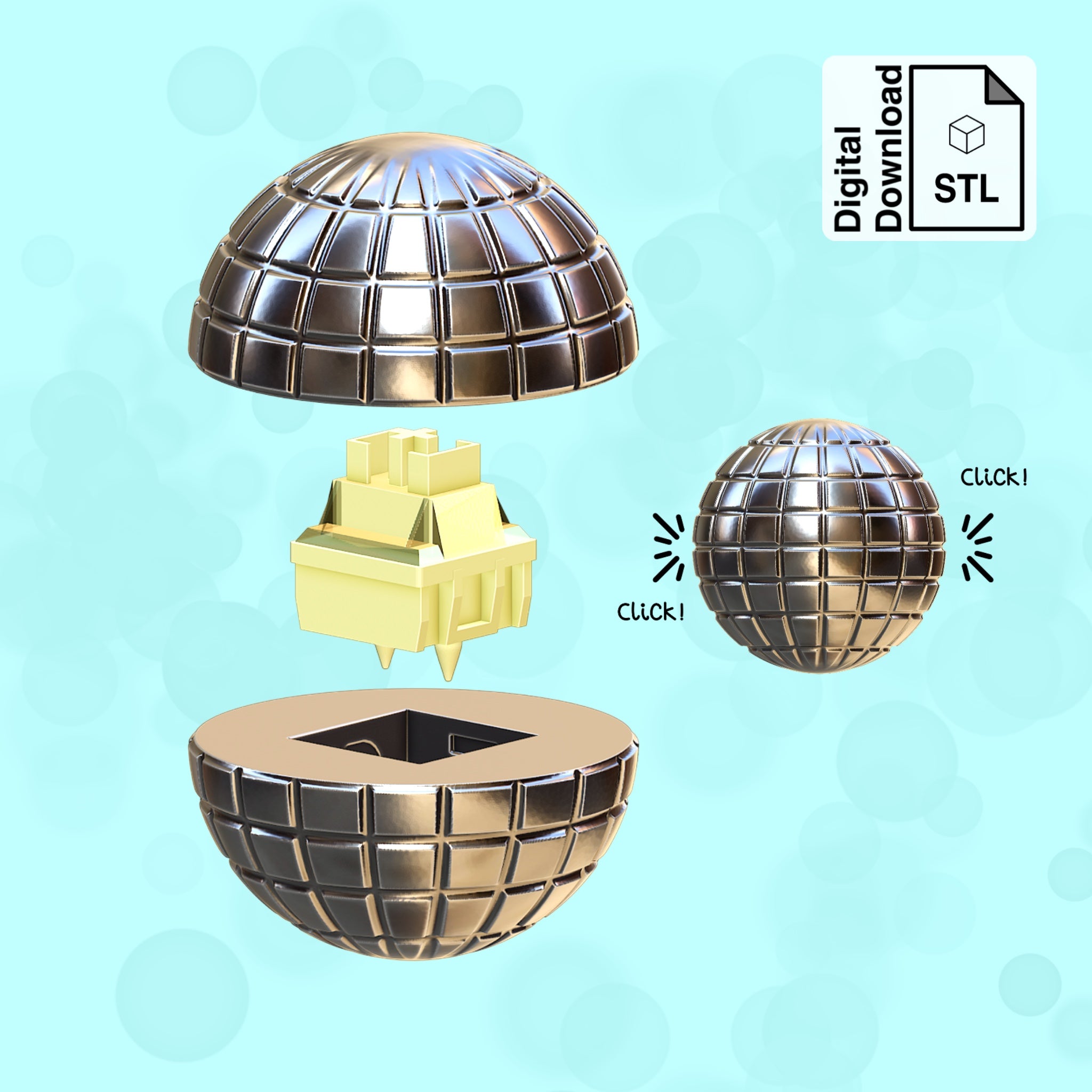 Disco Ball Fidget Clicker STL File for 3D Printing - Digital Download ...