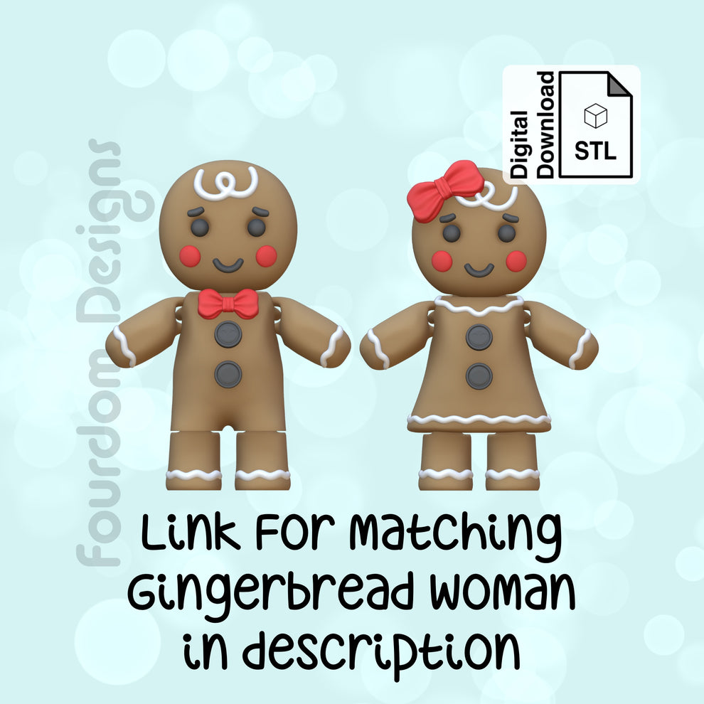 Gingerbread Man Flexi STL File for 3D Printing Flexi Print In Place Ar ...
