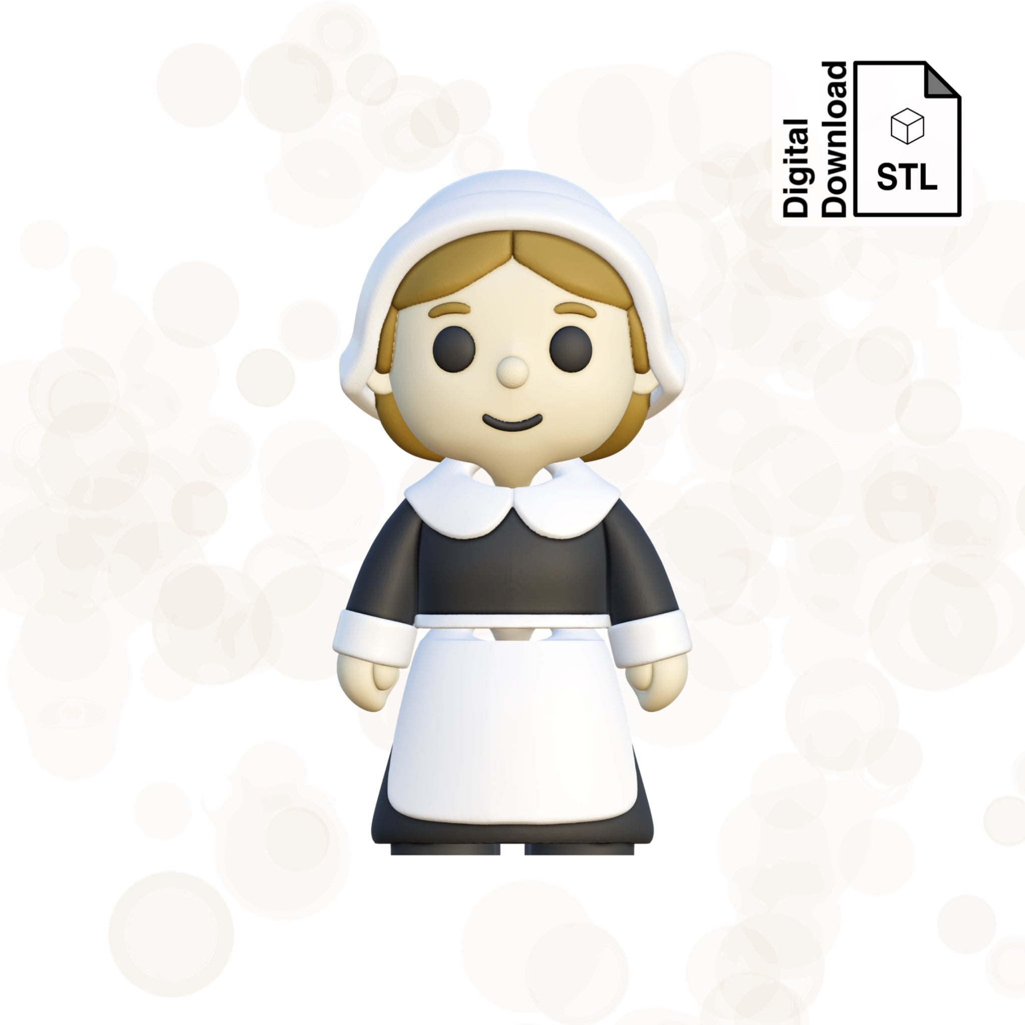 Pilgrim Girl STL File for 3D Printing 3MF File Flexi Print In Place Ar ...