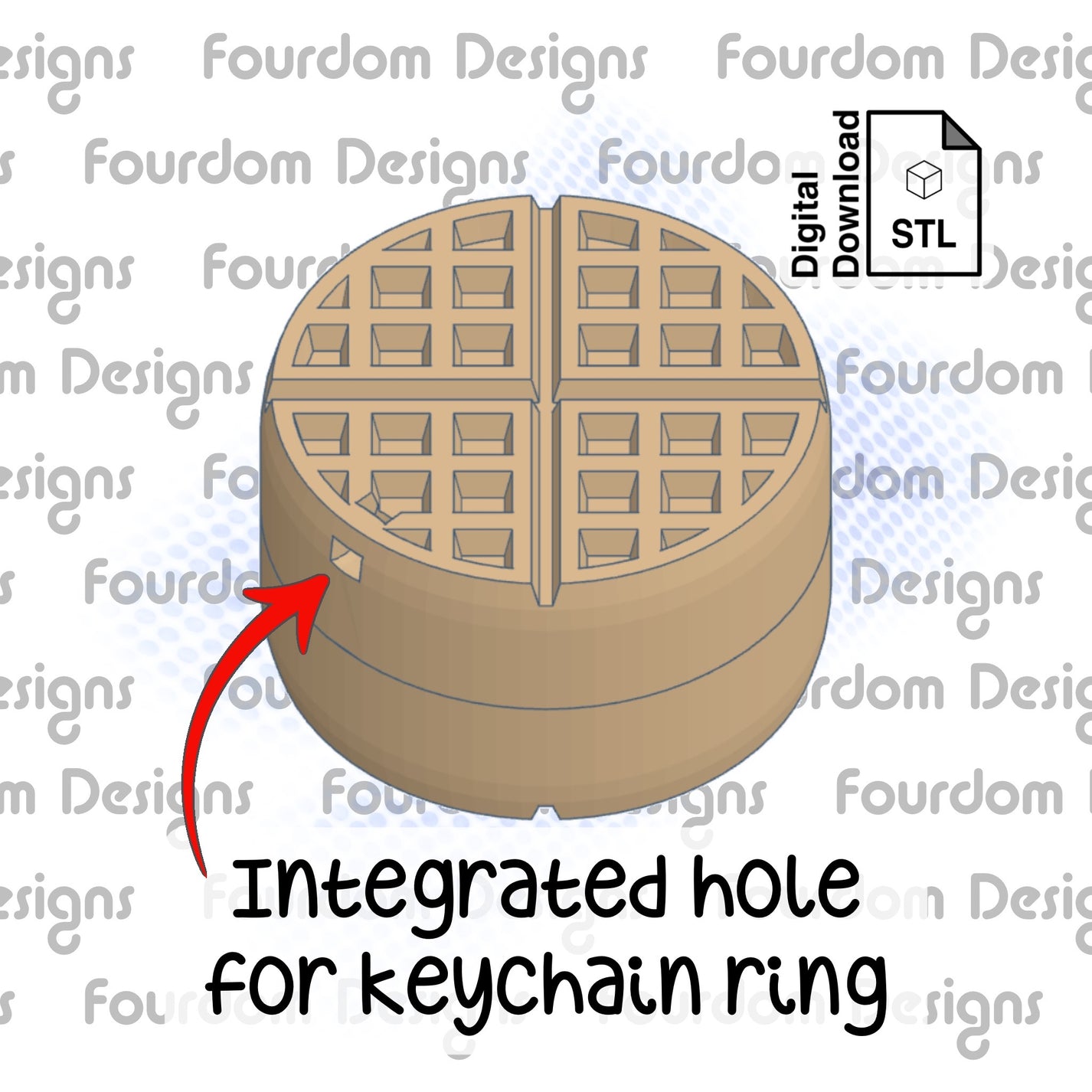 Waffle Keychain with Removable Screw Top Pill Box Hex STL File for 3D ...